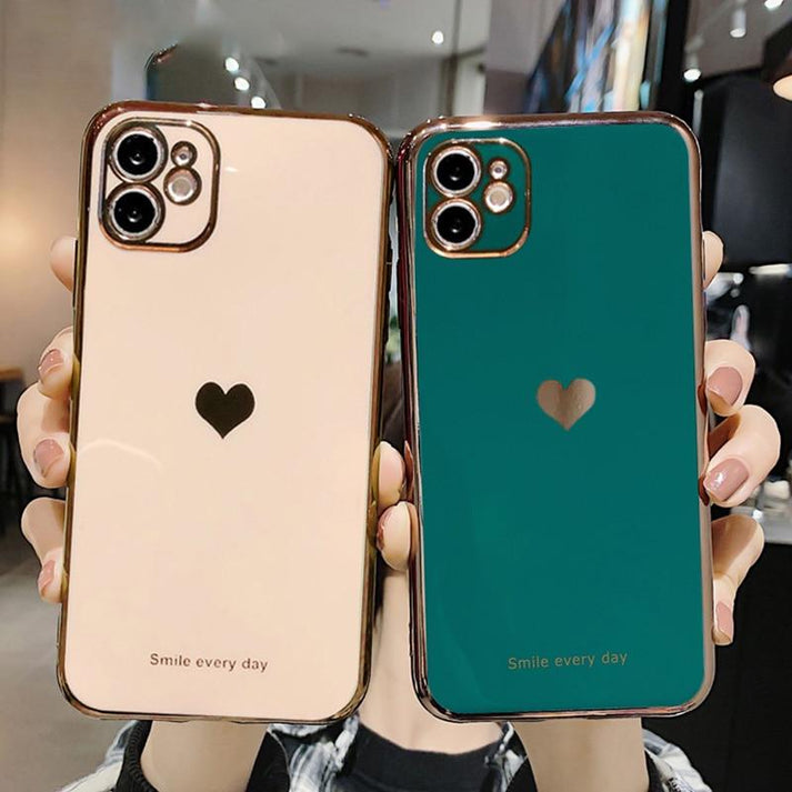 Protective Electroplated Love Heart iPhone Case – Vogueen